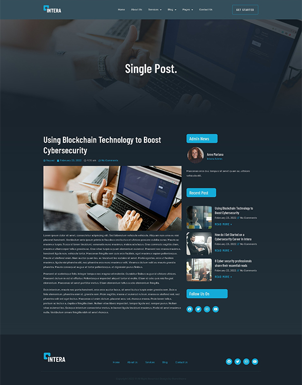 Intera - Cybersecurity Elementor Pro Full Site Template Kit by Rometheme